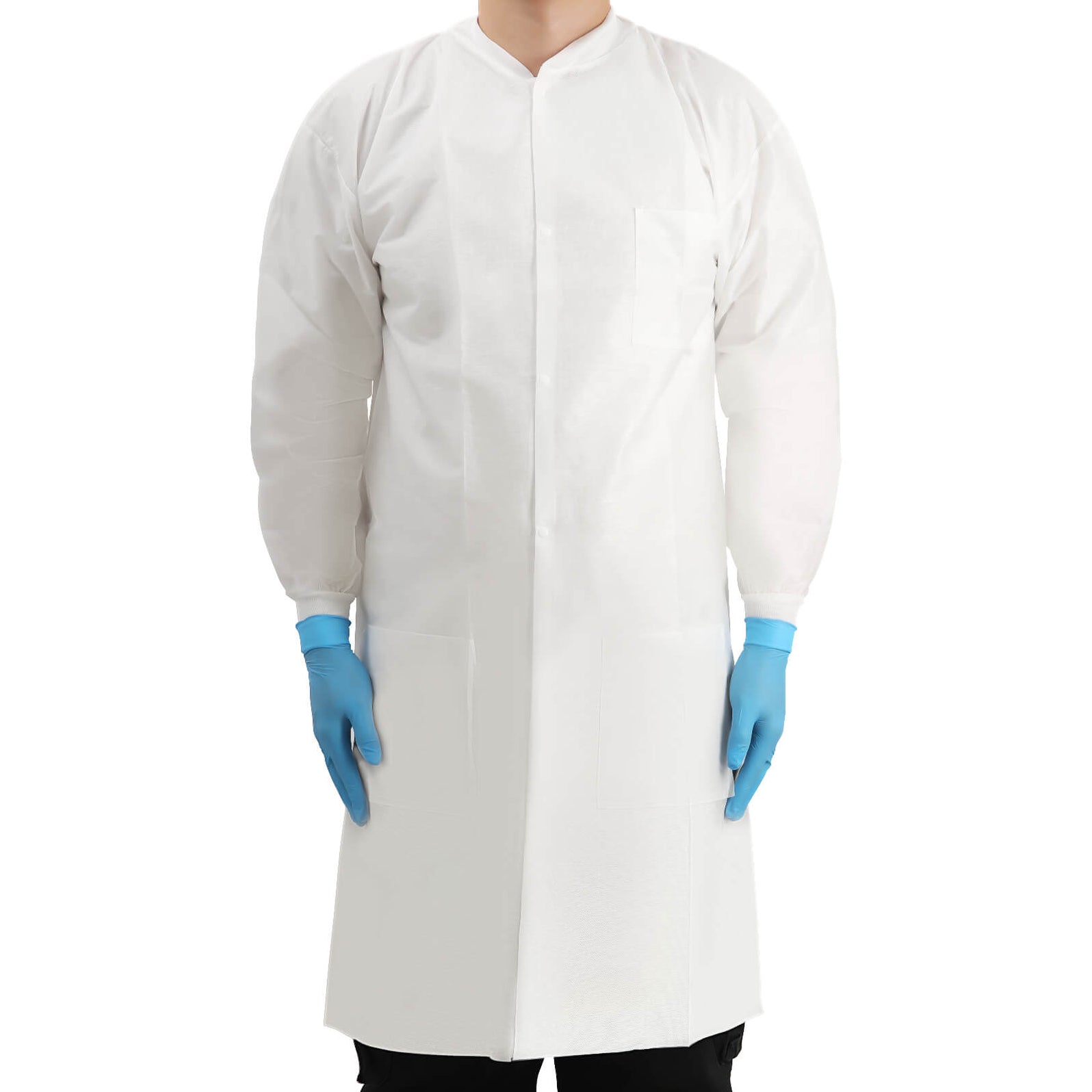 JMU Dental Disposable SMS Lab Coats Knee Length 3 Pockets S/M/L/XL 3 C