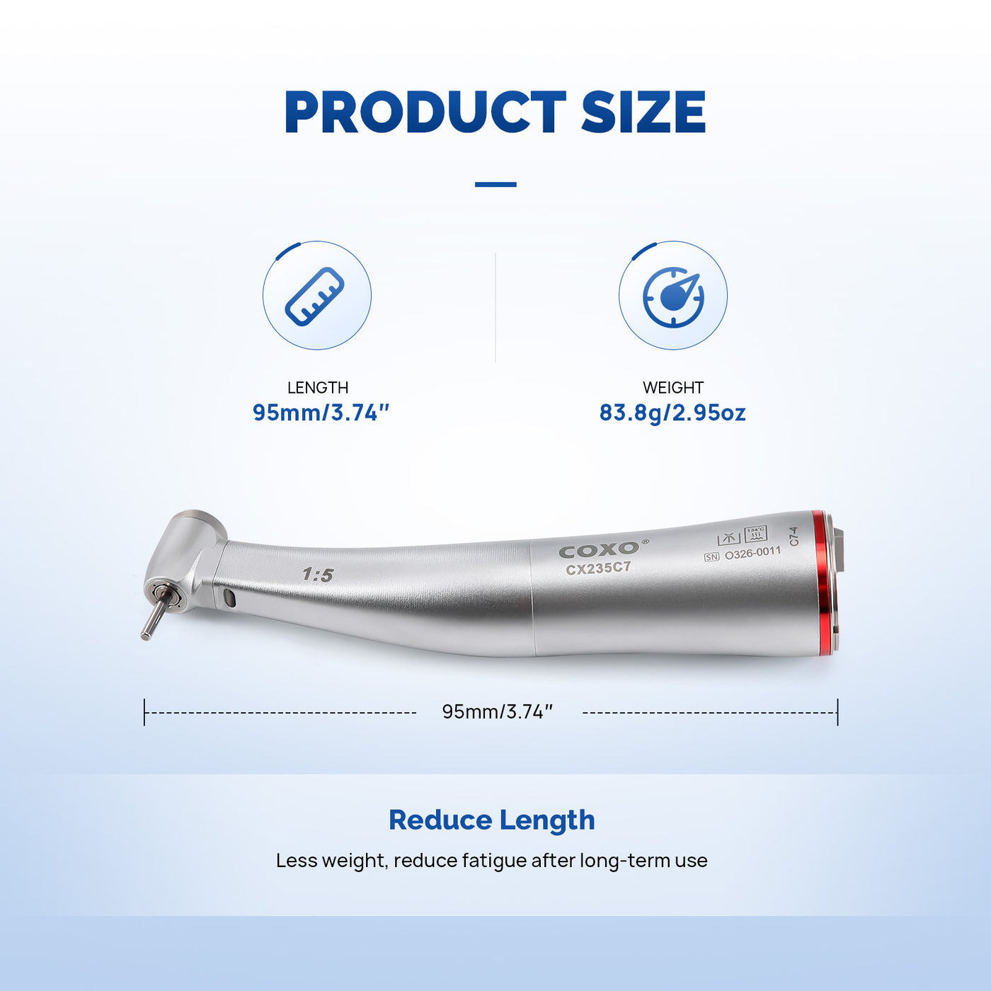 COXO CX235C7 Fiber Optic Handpiece Speed-increasing #C7-4 1:5 Contra ...